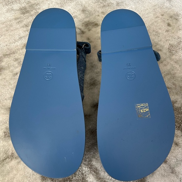 CHANEL | Shoes | Chanel Dad Sandals Cloth Denim | Poshmark